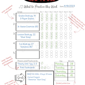 Practice Sheet- Musical Instruments PIANO PRACTICE Tracking, Practice 3 ...