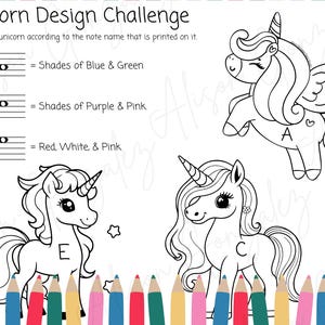 Unicorn Color by Number: Piano Lesson Coloring Pages (digital Download ...