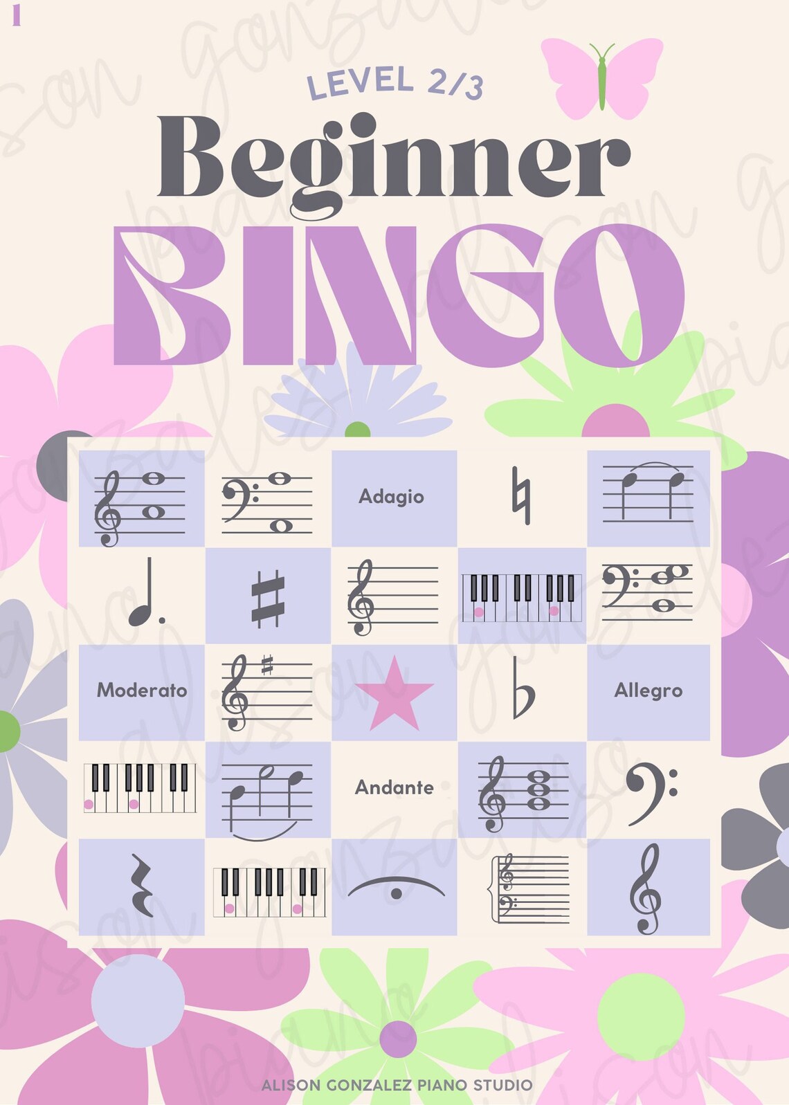 Beginner Music Bingo: Keyboard, Staff, Symbols (digital Download) - Etsy