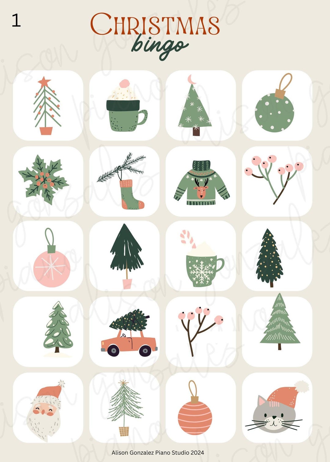 CHRISTMAS MUSIC BINGO- Game Review Key Signatures, Staff, Intervals ...