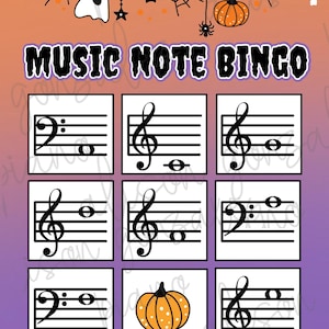 Halloween Music Notes Bingo: Treble and Bass Clef Notes Review (digital ...