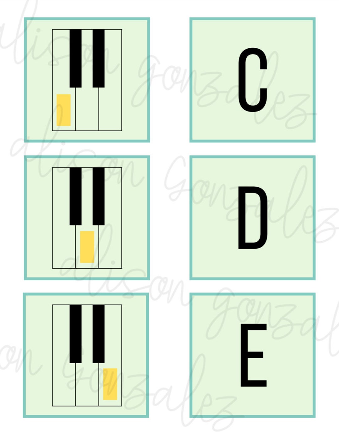 Piano Keyboard Flashcards: Music Learning Game (digital Download) - Etsy