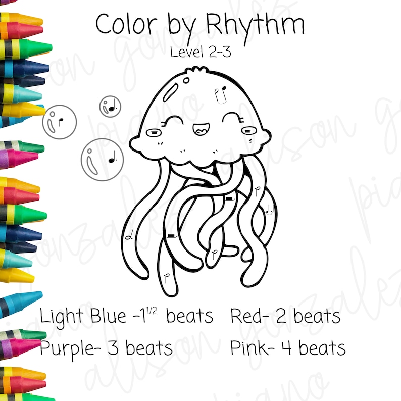 Rhythm Jellyfish Coloring Page: Fun Music Theory Activity (digital ...