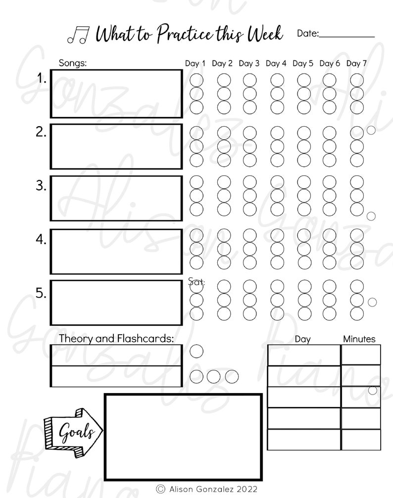 Practice Sheet- Musical Instruments PIANO PRACTICE Tracking, Practice 3 ...
