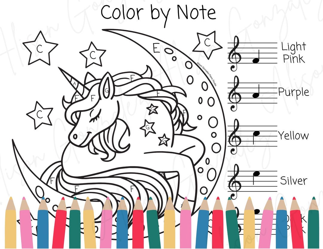 Unicorn TREBLE Notes Color by Number- Learn the Treble Clef Notes ...