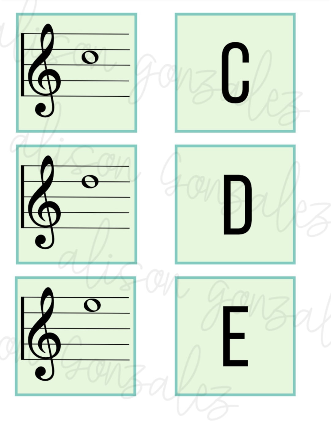 DIGITAL Grand STAFF Flashcards or MATCHING Game- Piano Lessons Tools ...