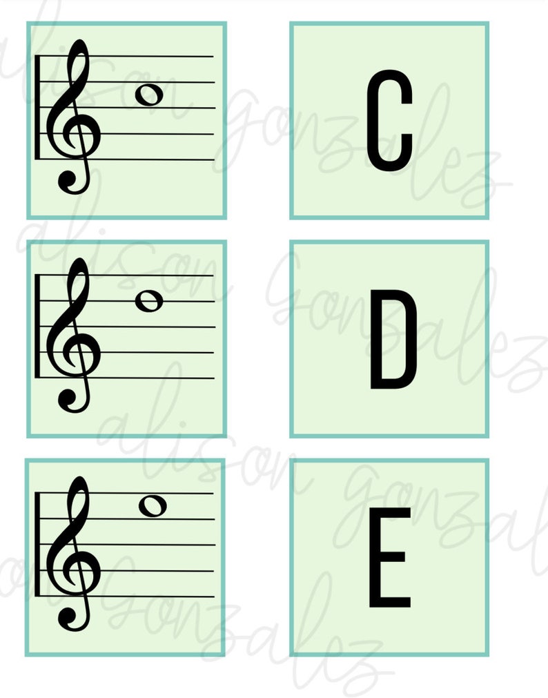 DIGITAL Grand STAFF Flashcards or MATCHING Game Piano Lessons Tools ...