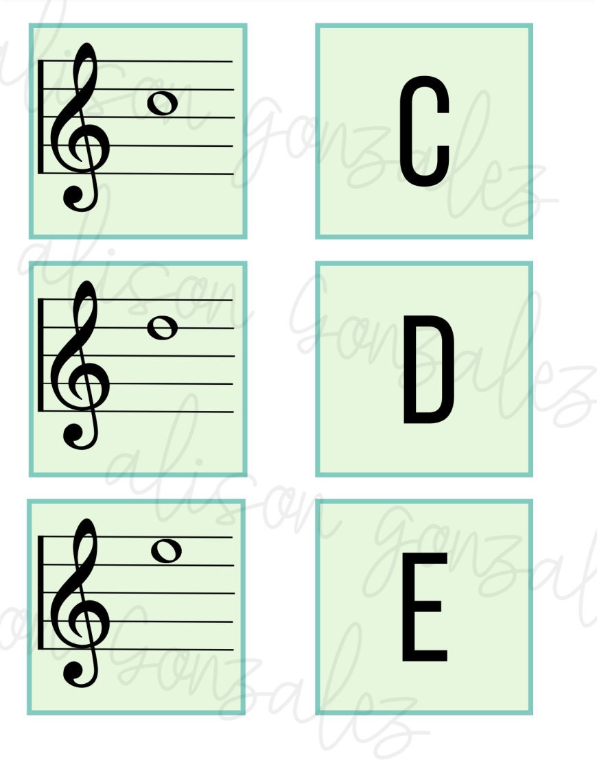 DIGITAL Grand STAFF Flashcards or MATCHING Game- Piano Lessons Tools ...