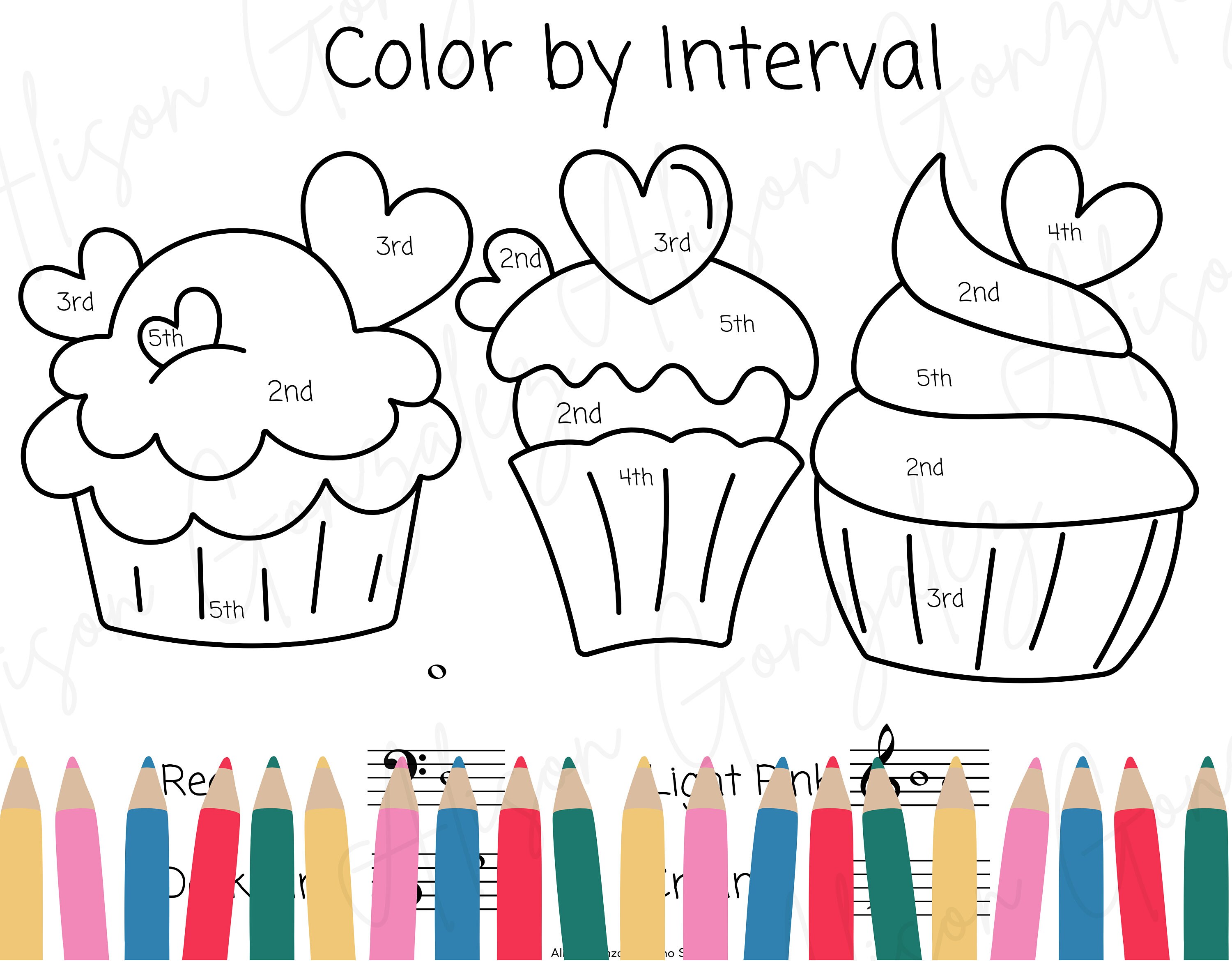VALENTINE Piano Theory Coloring Page | Music Color by Interval | Fun ...