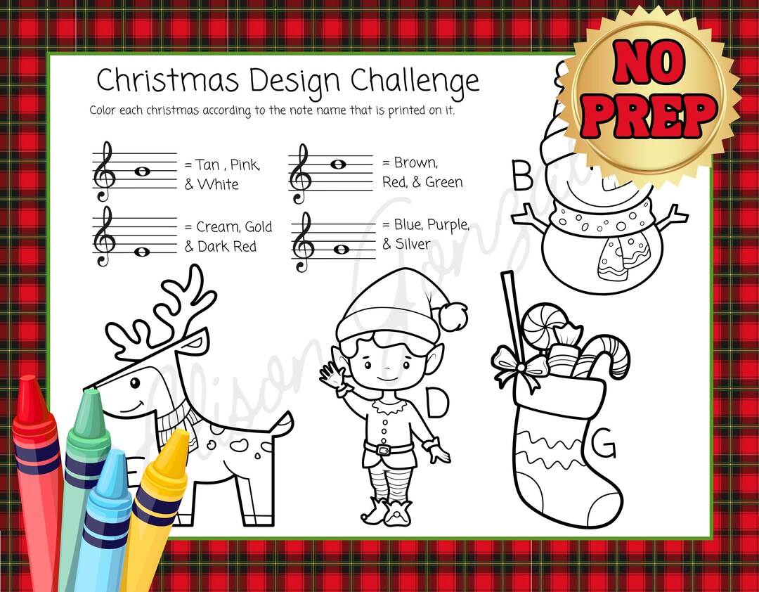 Christmas Treble Clef Coloring Page: Music Lesson Printable (digital ...