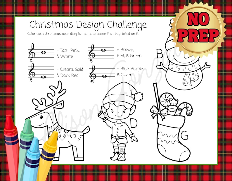 Christmas Treble Clef Coloring Page: Music Lesson Printable (digital ...