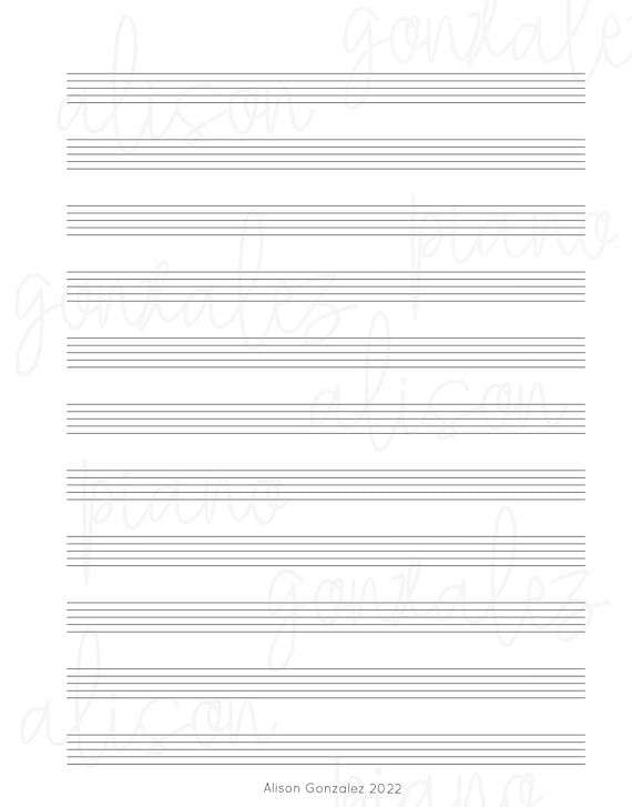 Blank SHEET MUSIC Writing Music Digital Download Printable - Etsy