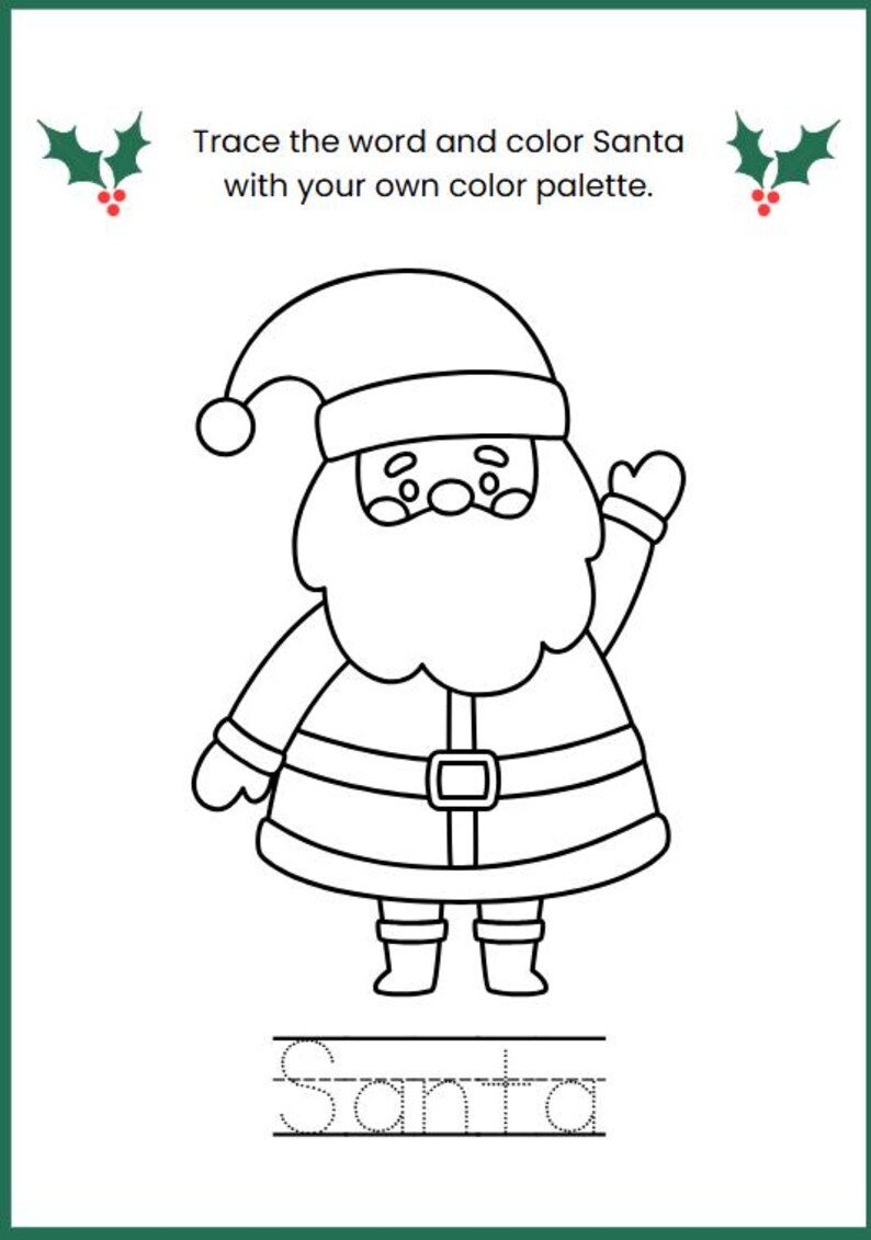 Green Fun Christmas Tracing & Coloring Book | Holiday Printable for ...