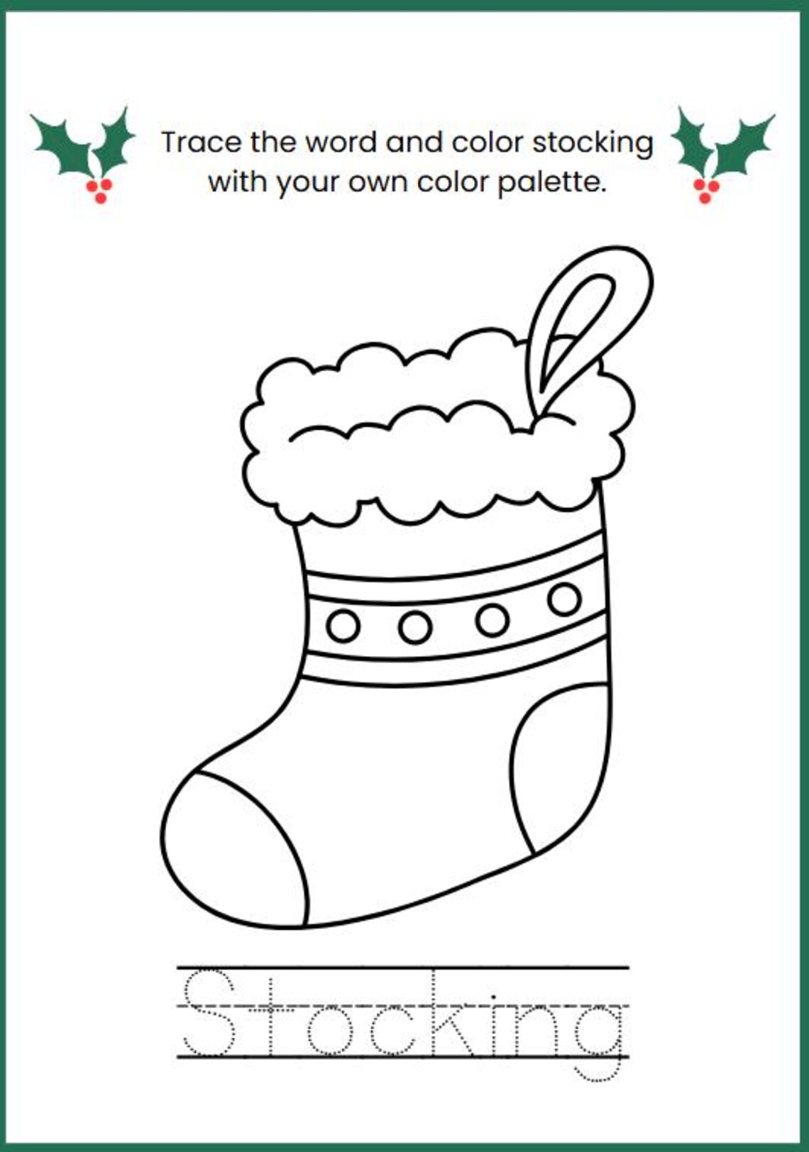 Green Fun Christmas Tracing & Coloring Book | Holiday Printable for ...