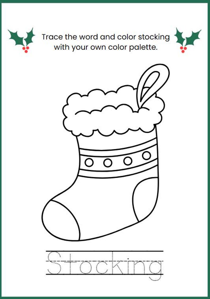Green Fun Christmas Tracing & Coloring Book | Holiday Printable for ...