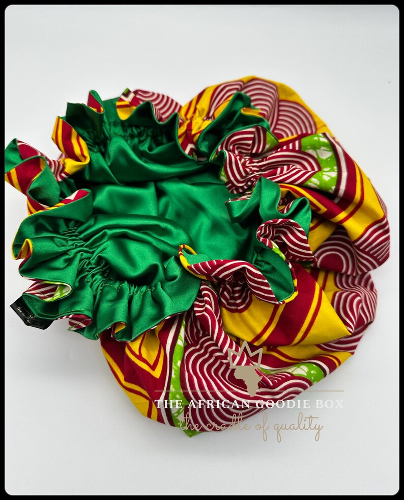 Women’s Elastic Ankara Satin-lined Hair Bonnet, Hair Bonnet, Elastic ...