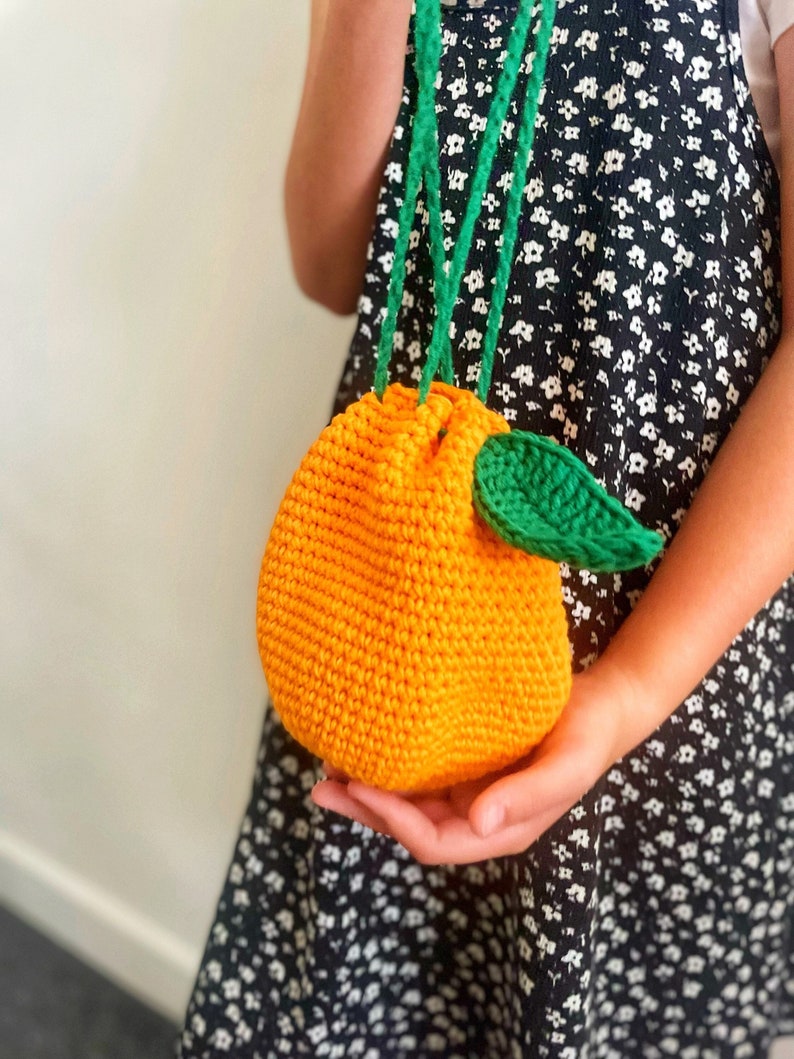 Orange Fruit Crochet Bag, Crochet Orange Drawstring Bag, Fruit Purse ...