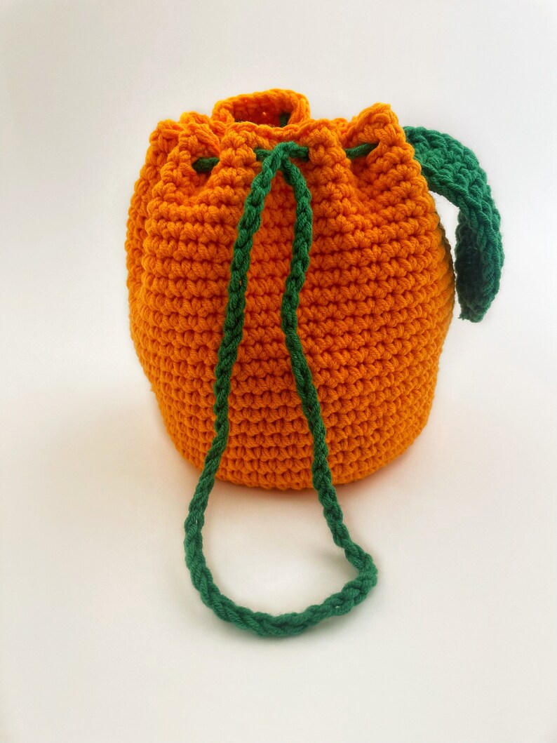Orange Fruit Crochet Bag, Crochet Orange Drawstring Bag, Fruit Purse ...