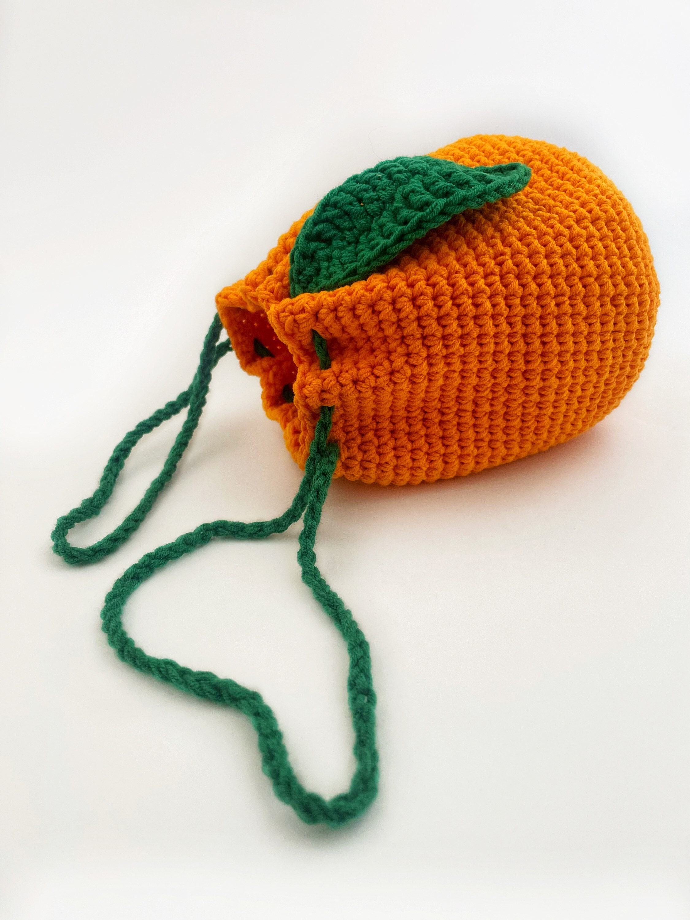 Orange Fruit Crochet Bag, Crochet Orange Drawstring Bag, Fruit Purse ...