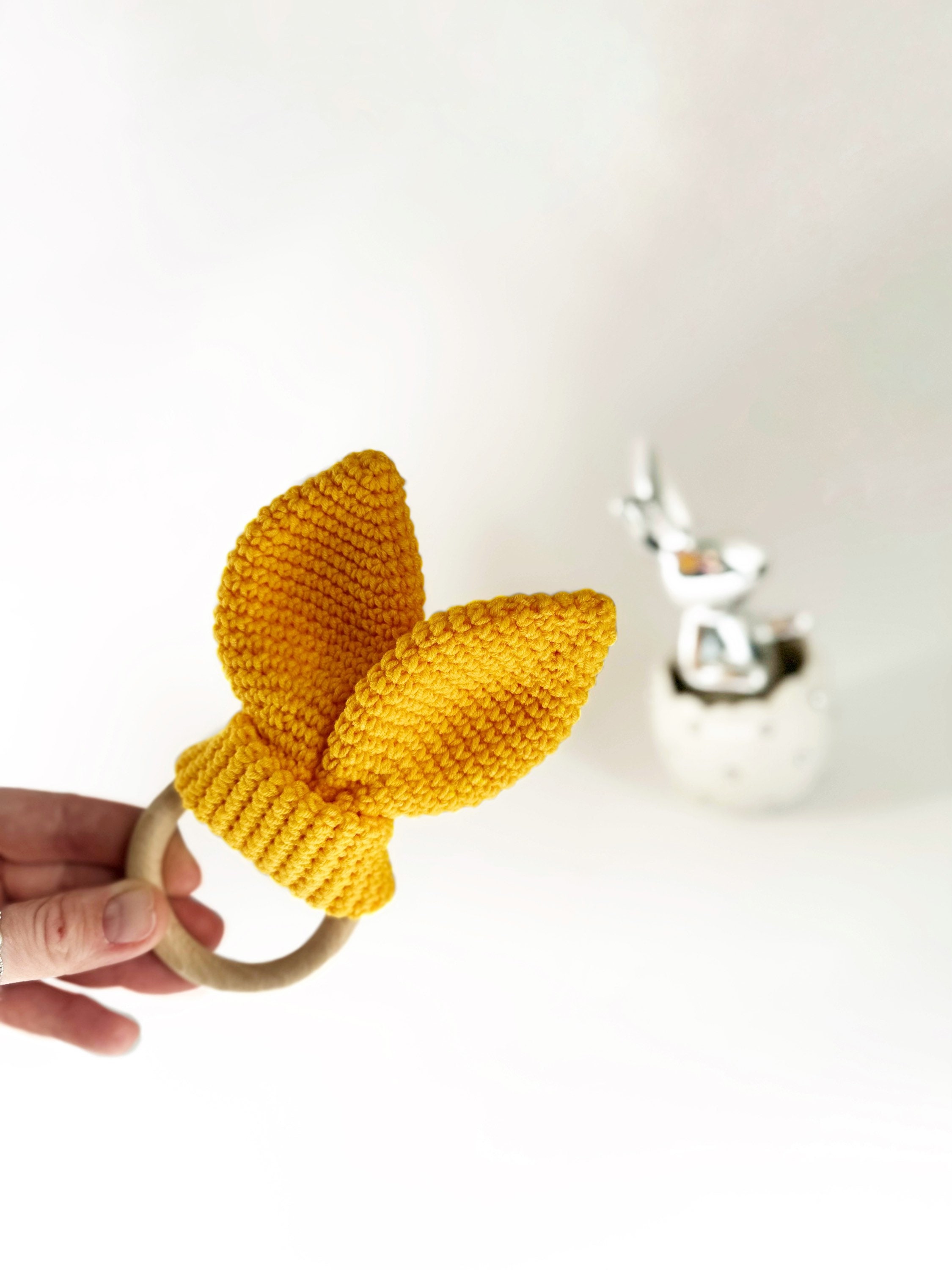 CROCHET PATTERN Baby Teether, Crochet Bunny Ear Teether, Crochet Bunny ...