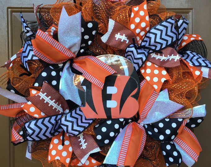 Cincinnati Bengals Wreath, Bengals Door Hanger, Bengals Wreath ...