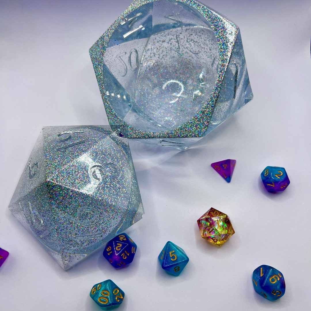 Handmade D20 Dice Trinket Box Glitter Resin Dnd Dice Holder Unique RPG ...