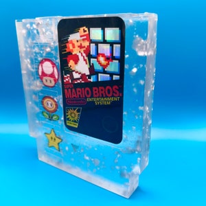 Handmade Retro Mario Bros NES Cartridge Resin Art With Iconic Power-ups ...