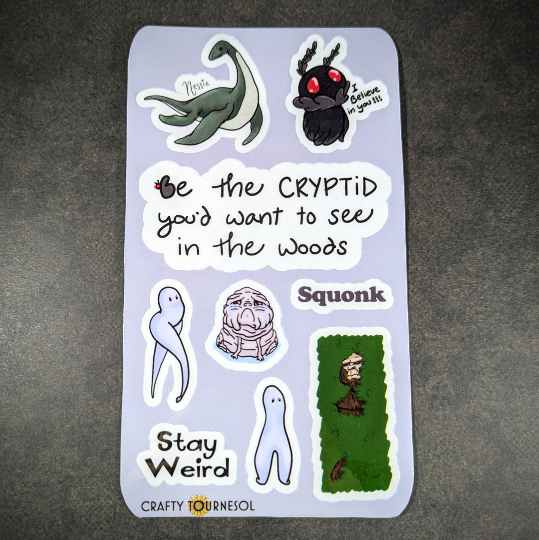 Cryptid Sticker Sheet Nessie, Squonk, Mothman, Weird Creatures Cute ...