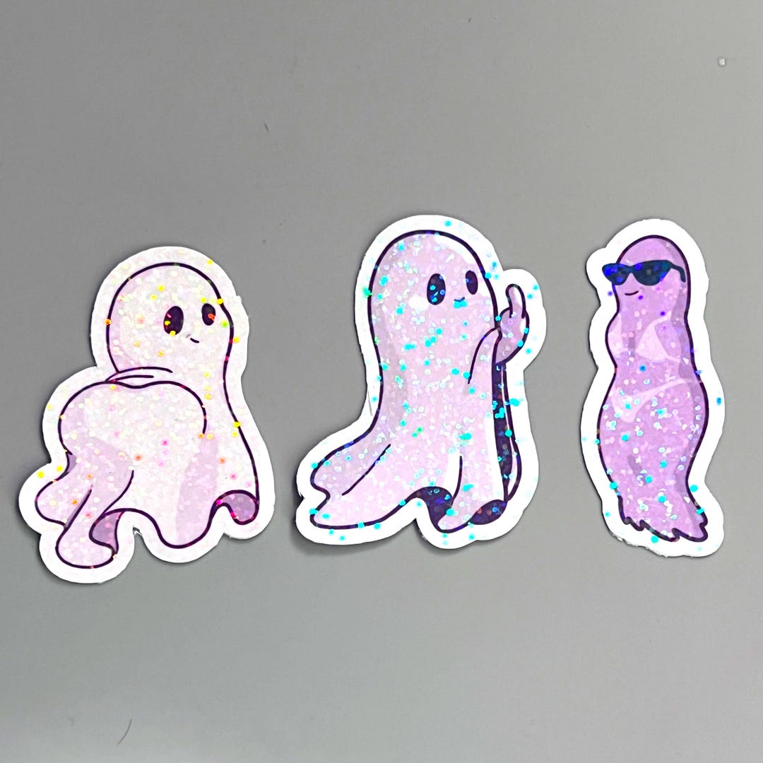 Holographic Funny Ghost Sticker Set – Cute, Spooky, and Sassy Ghost ...