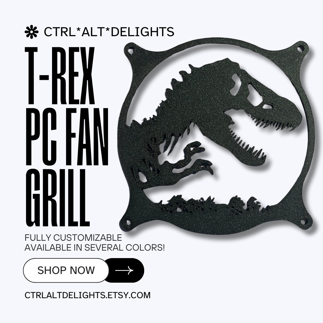 T-rex Jurassic Park PC Fan Grill Fan Shroud Custom Fan Cover Dinosaur ...
