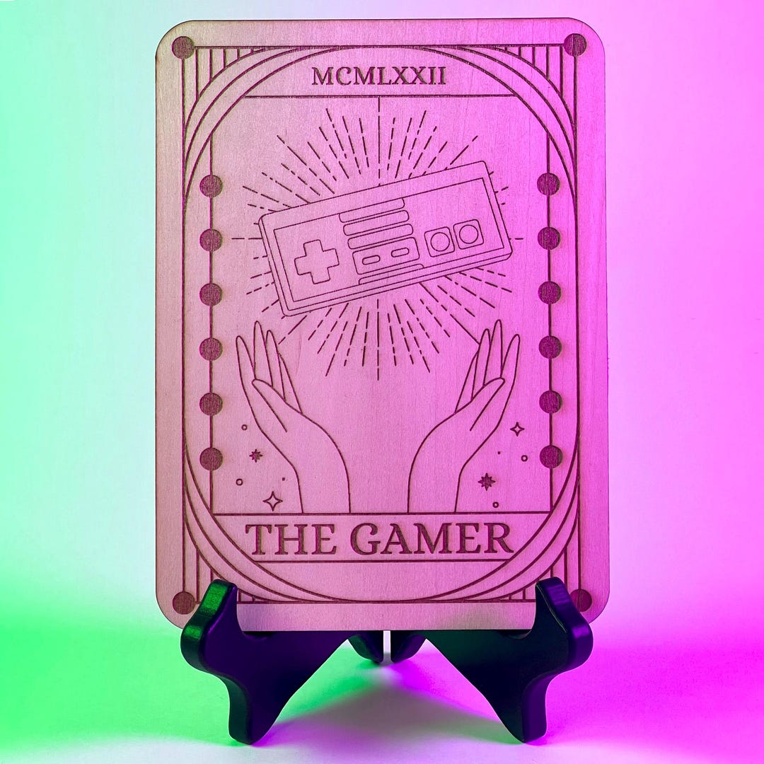Laser Engraved Wood Gamer Tarot Card | Retro Gaming Decor | Unique ...