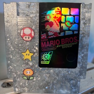 Handmade Retro Mario Bros NES Cartridge Resin Art With Iconic Power-ups ...