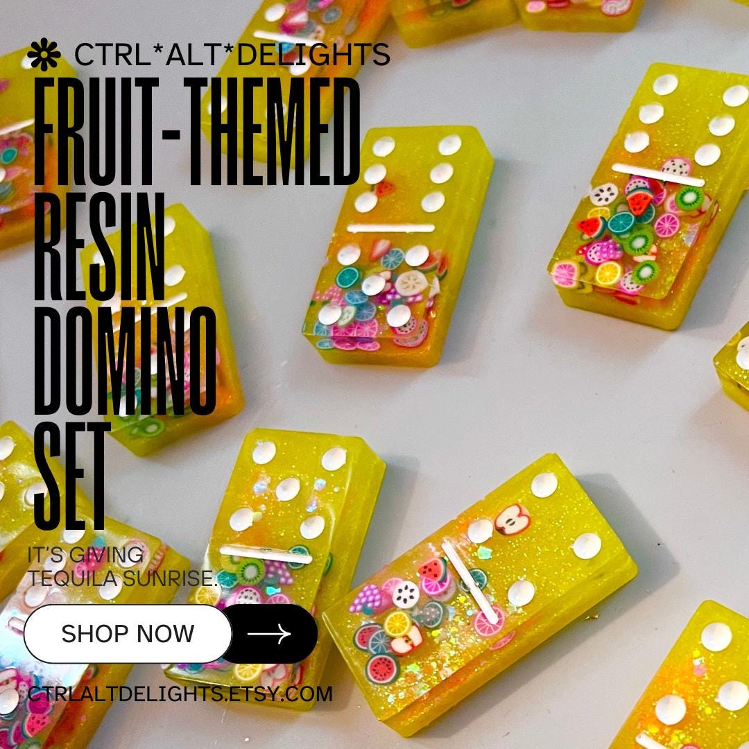 Colorful Fruit-themed Resin Domino Set | Unique Handmade Yellow ...
