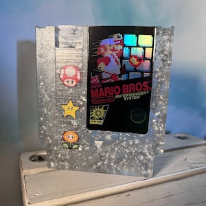 Handmade Retro Mario Bros NES Cartridge Resin Art With Iconic Power-ups ...