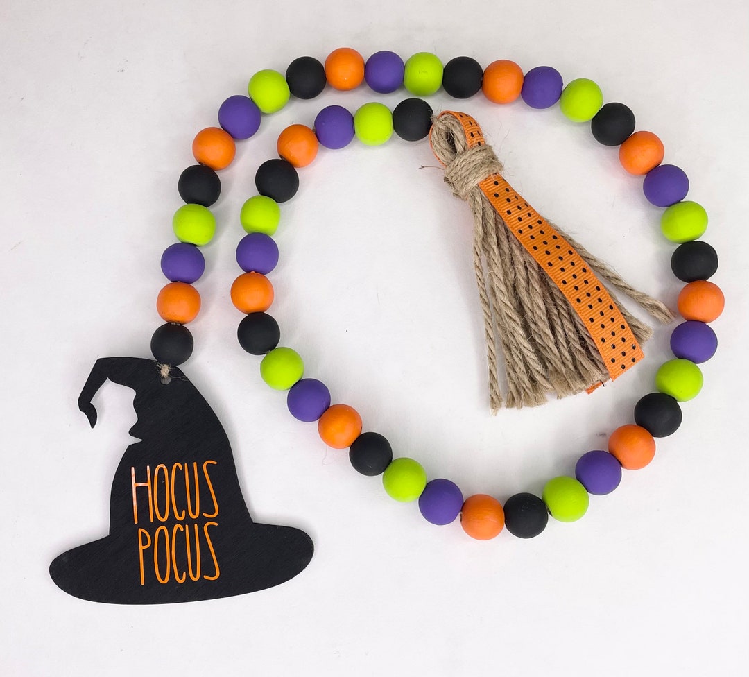 Rae Dunn Inspired Halloween Hocus Pocus Farmhouse Wood Bead Garland - Etsy