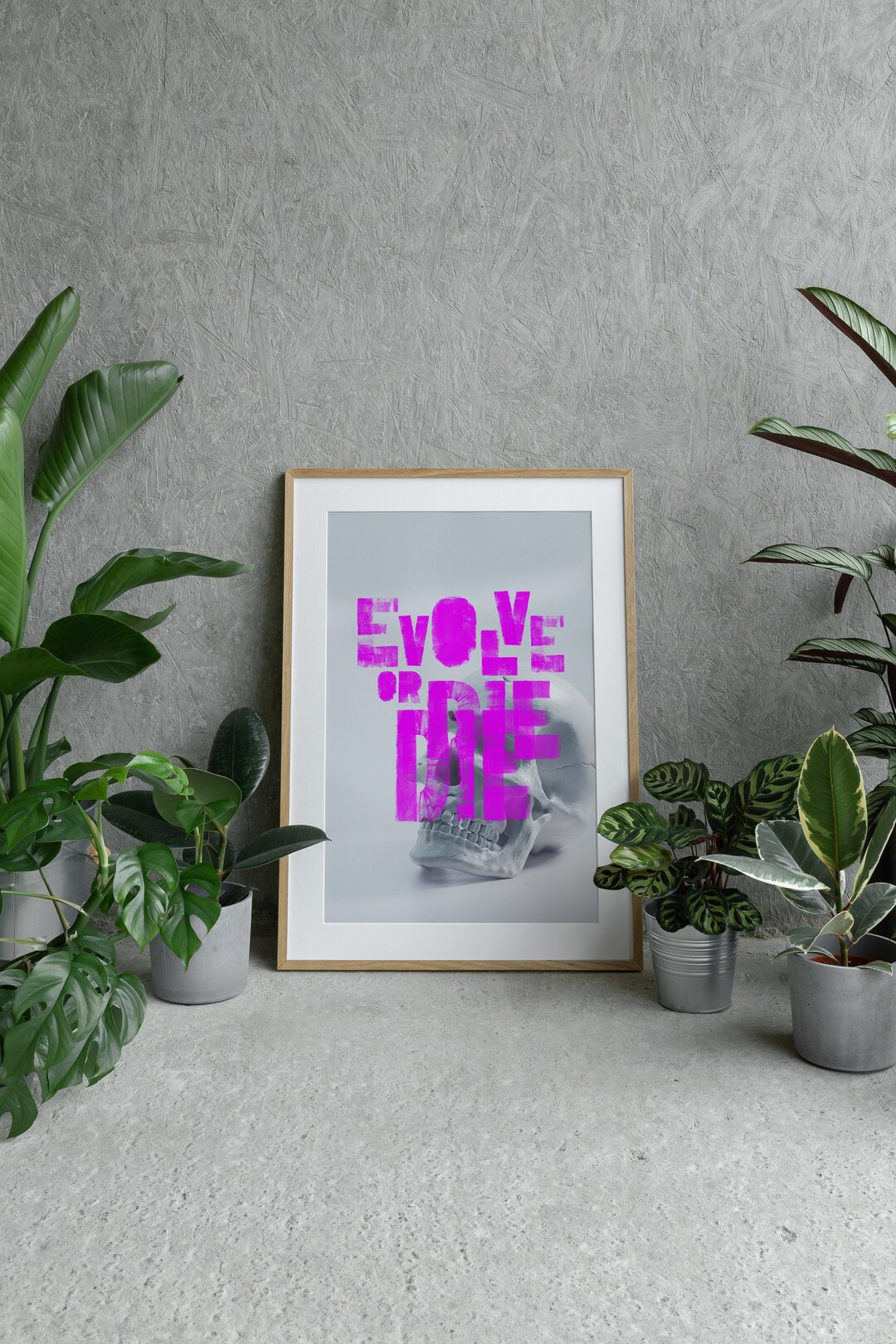 Evolve or Die (white) - Morbid Motivational Typographic Poster, Wall ...