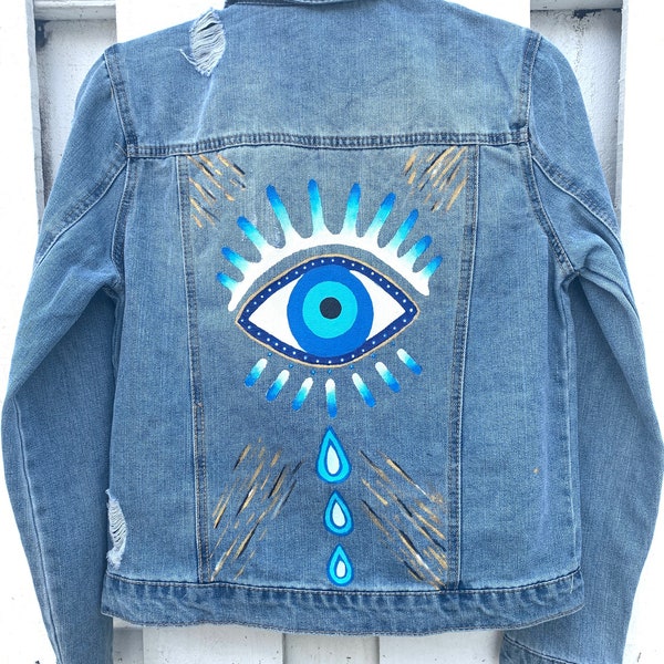 Painted Jean Jacket - Etsy