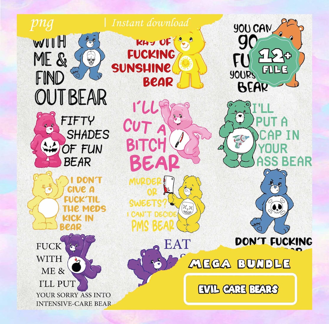 Evil Sassy Rude Sarcastic Funny Care Bears Huge SVG PNG Bundle Images ...