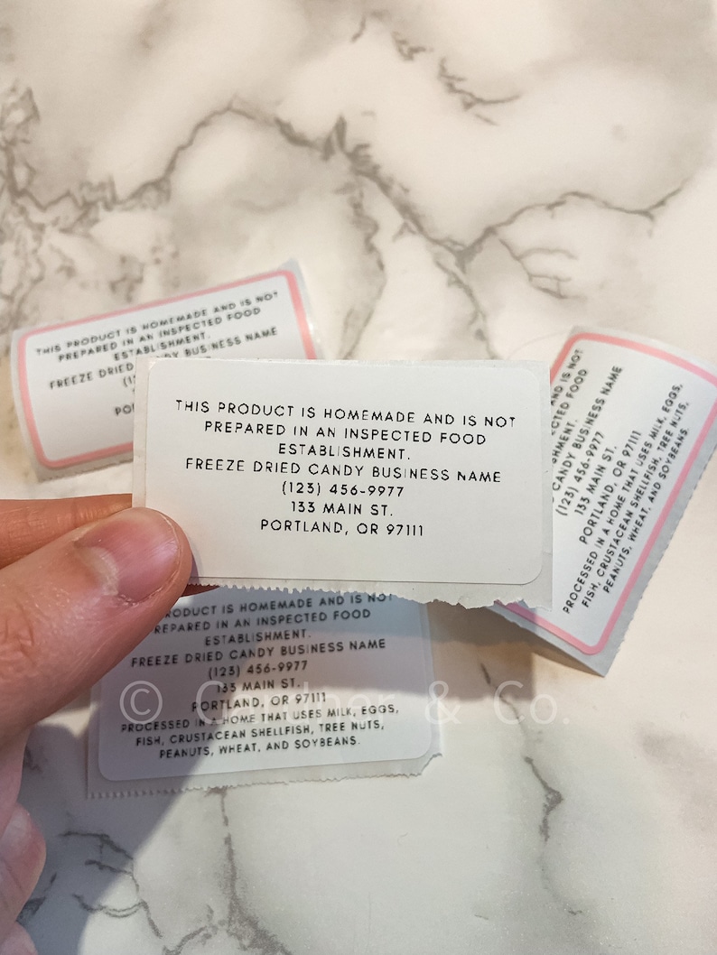 Business Label | Cottage Food Law Label | Freeze Dried Candy Labels ...