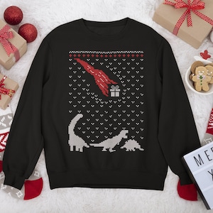 Dinosaur Meteor Extinction Christmas Sweater | Funny Holiday Party Sweater | Jurassic Park ...