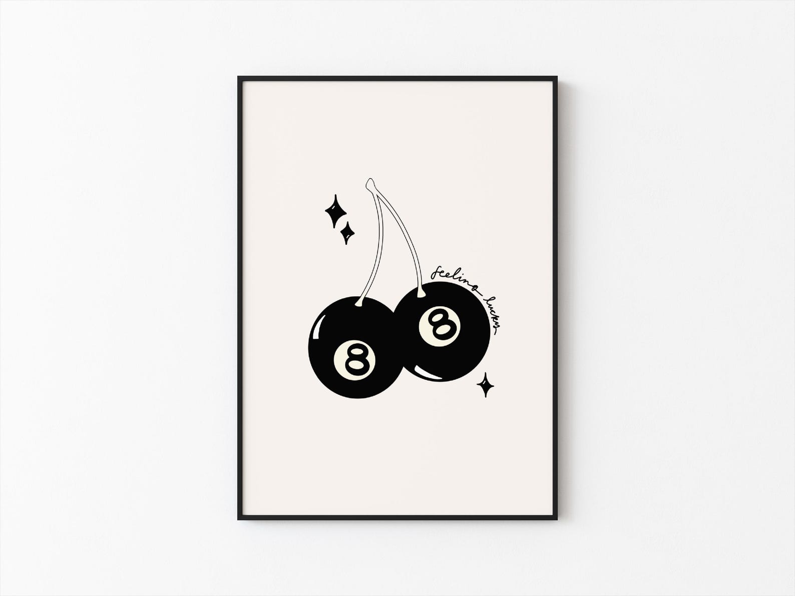 8 Ball Print, Retro Wall Art, Feeling Lucky, Preppy Wall Art, Positive ...