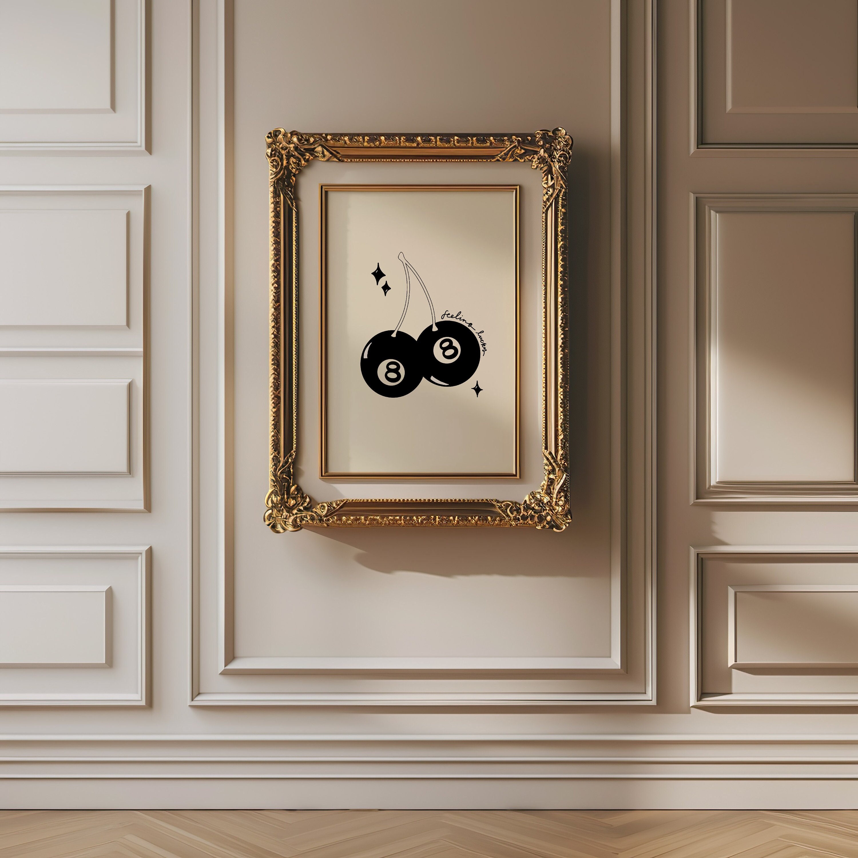 8 Ball Print, Retro Wall Art, Feeling Lucky, Preppy Wall Art, Positive ...