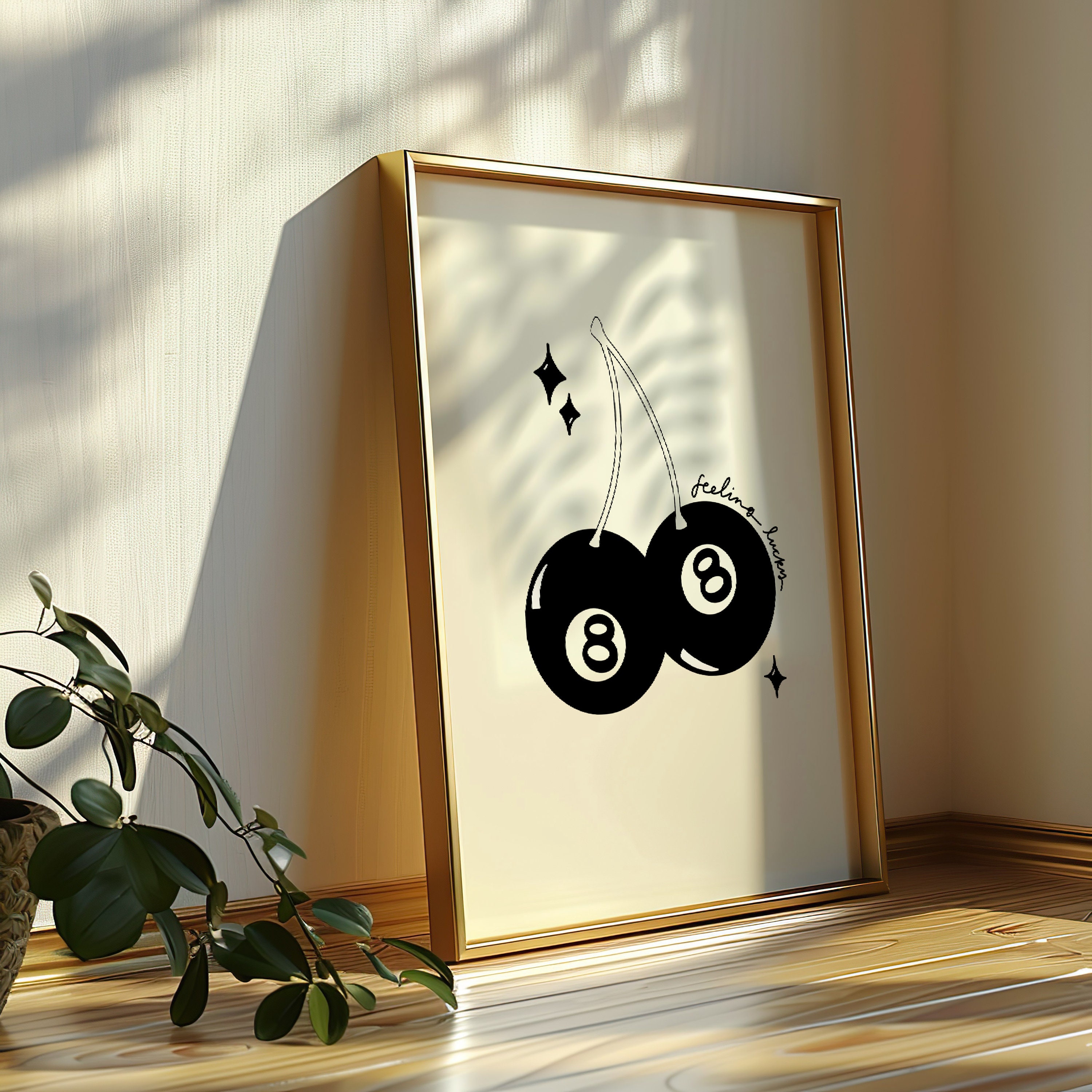 8 Ball Print, Retro Wall Art, Feeling Lucky, Preppy Wall Art, Positive ...