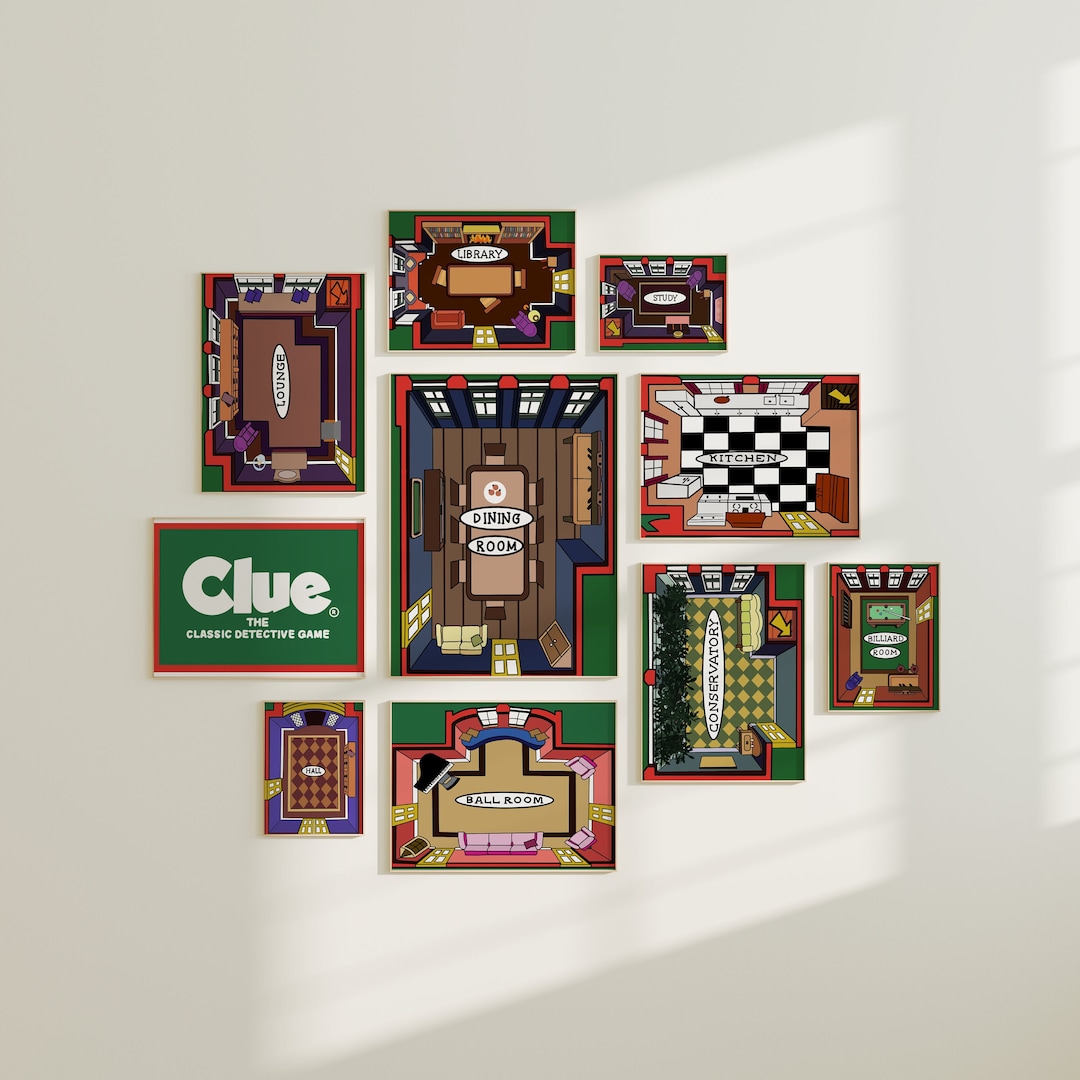 Clue Board Game Art Prints: Vintage Inspired Game Room Decor (PDF File ...