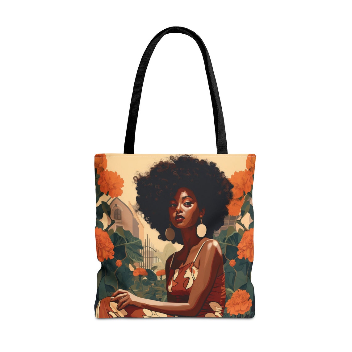 Afro Garden Girl Tote Bag | Melanin Magic Tote Bag |black Woman Tote ...