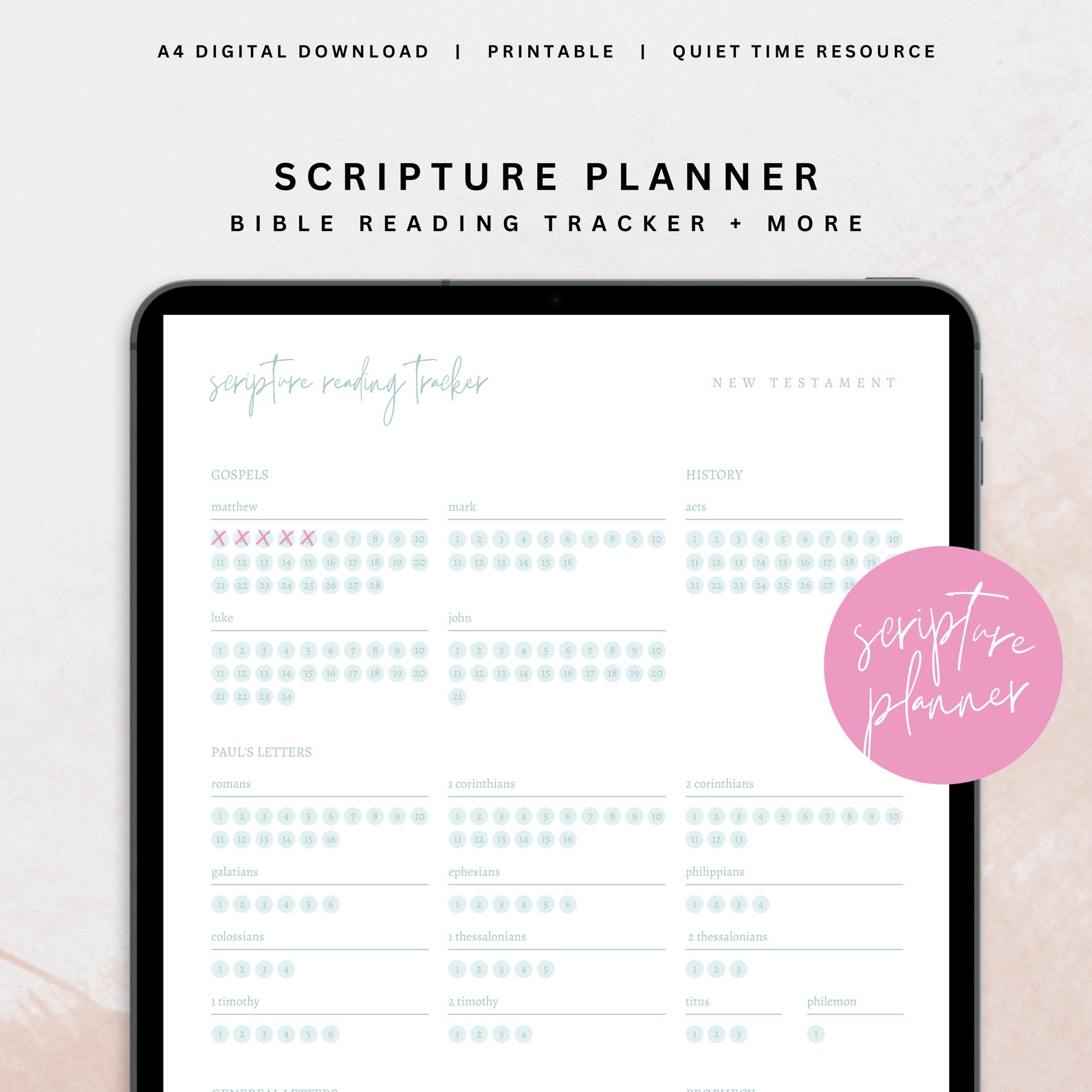 Scripture Planner | Bible Reading Tracker | Faith Habit Tracker ...