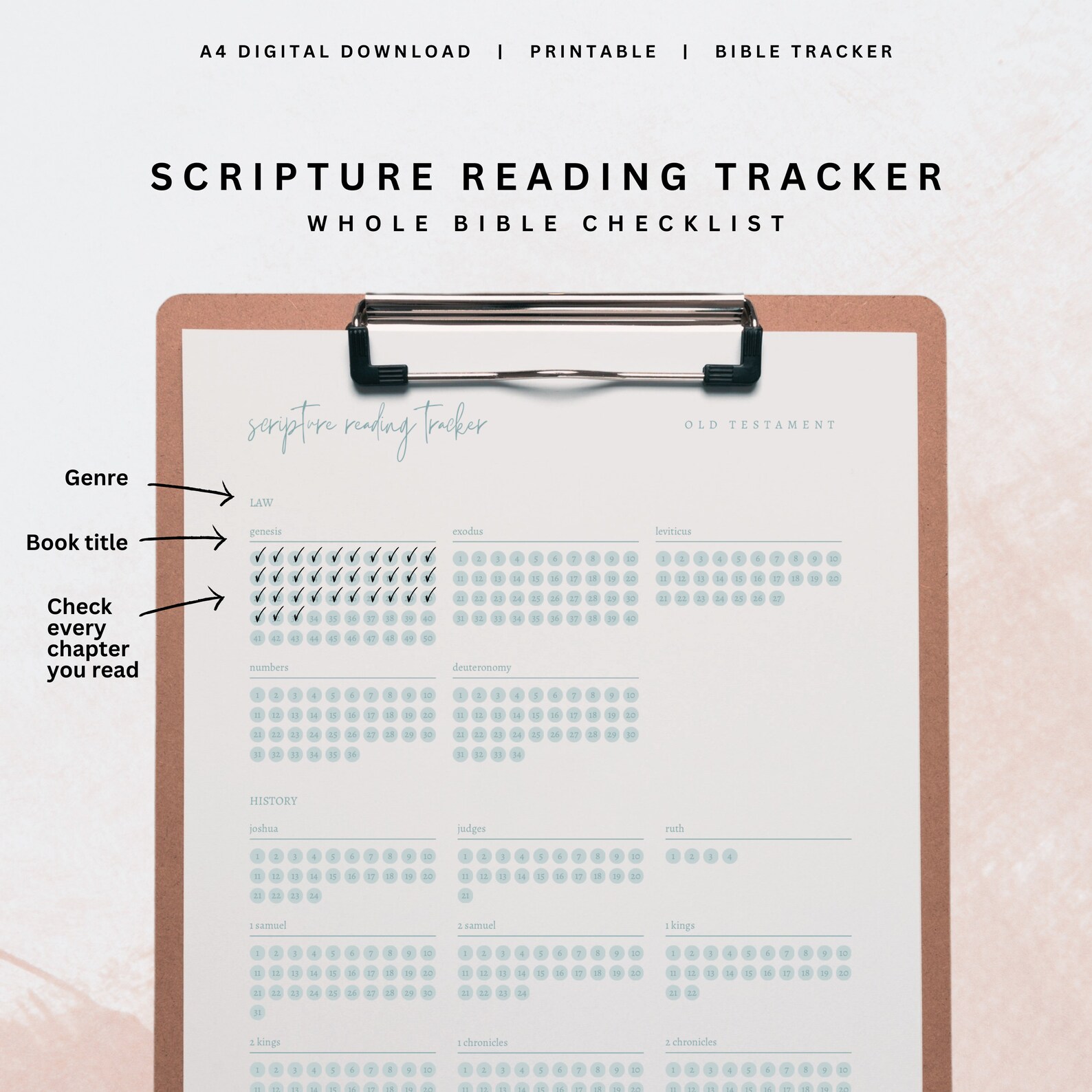 Bible Reading Tracker | Scripture Tracker | Undated | Printable Bible ...
