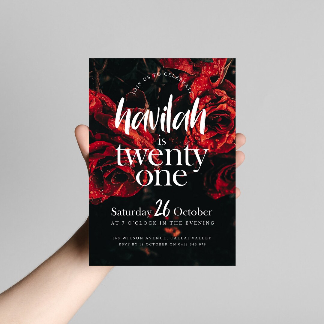 Red and Black Invitation Design | Twenty-first | Milestone Birthday ...
