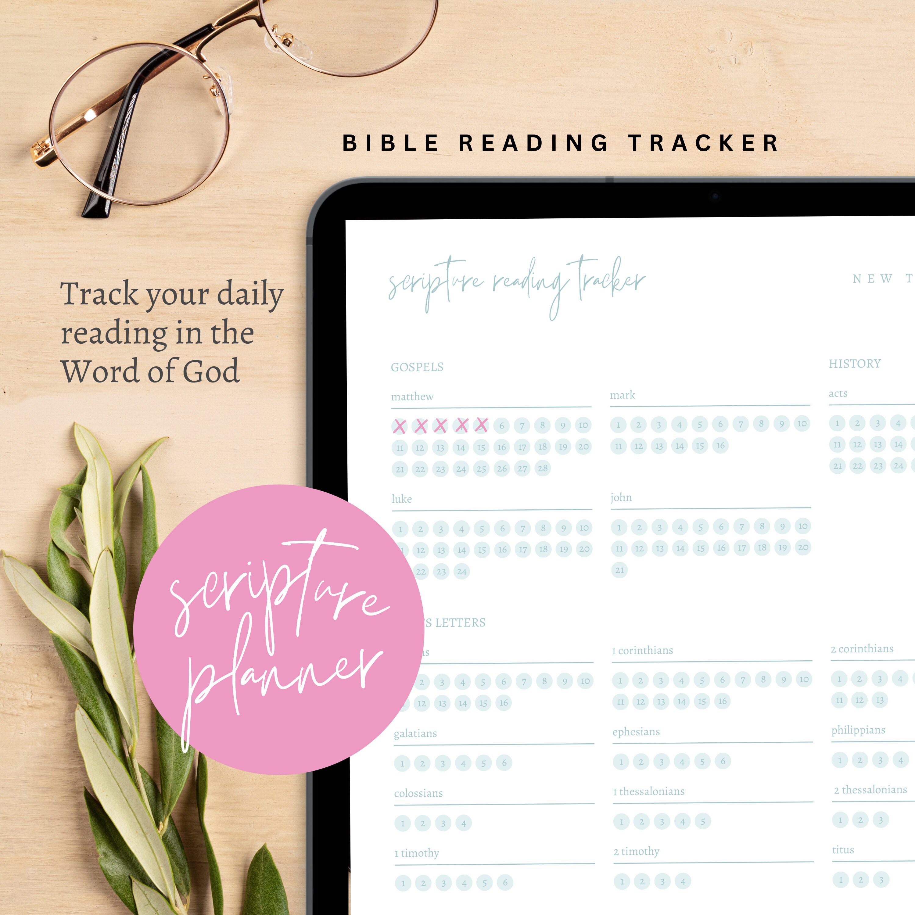 Scripture Planner Bible Reading Tracker Faith Habit Tracker Journal ...