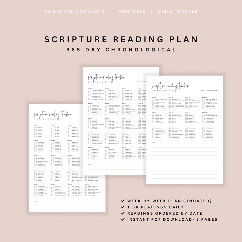 Chronological Bible Reading Plan - Scripture Tracker | 52 Week Plan | 1 ...
